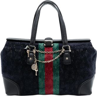 Gucci Crossbody Bags - Horsebit Velvet Web Treasure Boston Bag - Gr. unisize - in Schwarz - f&uuml;r Damen