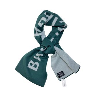 Balenciaga Green Bi-Colour Logo Intarsia Scarf