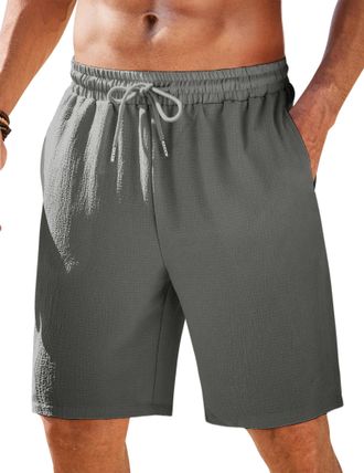 Coofandy Herren Shorts Leichte Sommerhose Herren Kurz Einfarbige luftige Freizeithose mit Tunnelzug Dunkelgrau XL