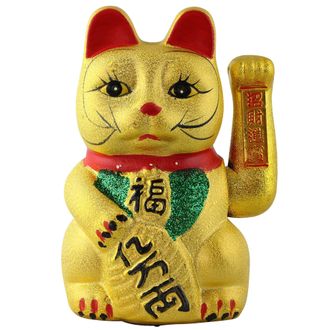 Freak Scene Gl&uuml;ckskatze - Maneki-Neko - Winkekatze aus Keramik - 26 cm - Gold