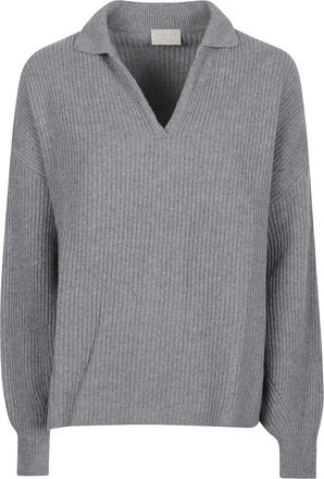Drumohr Pull Col Polo Boxy - Femme - Pulls - Gris - Taille: 36 FR
