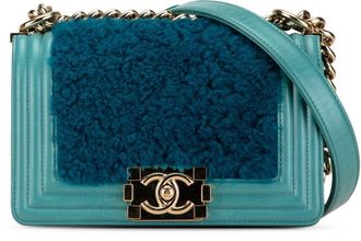 Chanel Hobo Bags - Small Shearling Boy Flap - Gr. unisize - in Blau - f&uuml;r Damen
