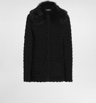 Dolce & Gabbana Jacke In H&auml;keloptik - Frau Blazer Schwarz 38