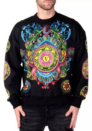Versace Jeans Couture Sweatshirt Oversize Logo Pullover Sweater S All-Over-Print im typischen barocken Versace