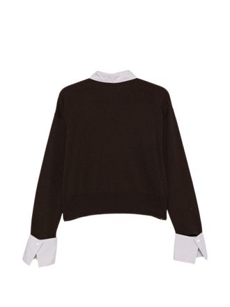 MRZ Contrasting Collar Wool and Cashmere Sweater - Black
