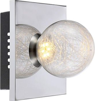 Globo Lighting LED Wandlampe Wandleuchte Struktur Glaskugel Chrom H 15 cm Wohnzimmer Schlafzimmer