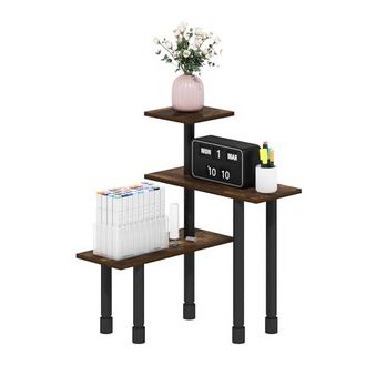 Furinno Turn-N-Tube 3-stufiges Mehrzweck-Eck-Organizer-Regal für die Arbeitsplatte, Bernsteinkiefer/Schwarz