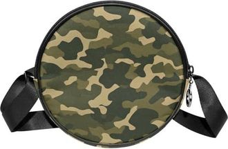 Generic Sac &agrave; bandouli&egrave;re Circle pour femme, petit sac &agrave; bandouli&egrave;re camouflage avec fermeture &eacute;clair, bretelles r&eacute;glables, sac &agrave; main rond d&eacute;contract&eacute; pour f
