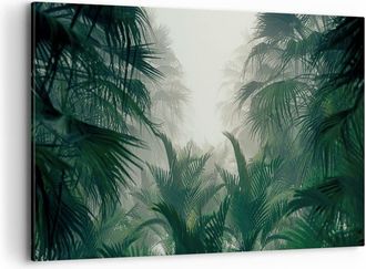 Arttor Wandbilder Dekoration Wohnzimmer Dschungel Bl&auml;tter Palmen Bilder auf Leinwand 120x80cm Leinwandbild Schlafzimmer K&uuml;che Deko Wand Kunstdruck Art Gro&szlig; X