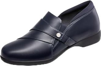 Dream Pairs Mocassins habill&eacute;s en similicuir confortables &agrave; enfiler avec soutien de la vo&ucirc;te plantaire pour femme, bleu marine, 38.5 EU