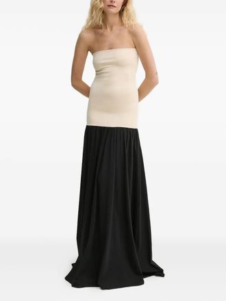 By Malene Birger Schulterfreies Kleid mit gerafftem Saum - Schwarz