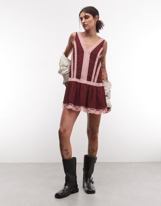 Reclaimed Vintage Chiffon-Smock-Kleid-ROT