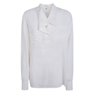 Toteme Femme, Blouses et Chemises, Blanc, Taille: 36 FR Chemisier &agrave; Col Chevauchant