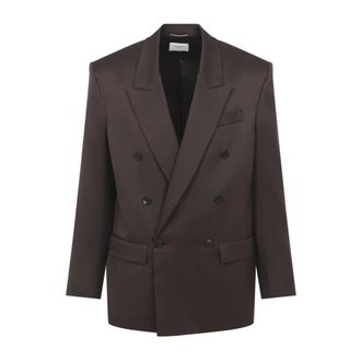 Saint Laurent Doppelreihiger Seidenblazer - - Jackets - Herren - Braun - L