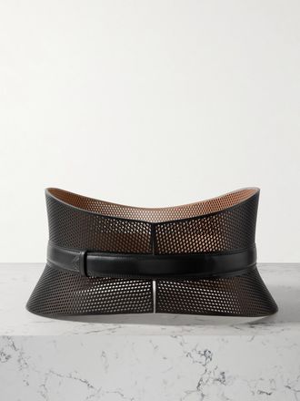 Alaia Neo Bustier Laser-cut Leather Belt - Black