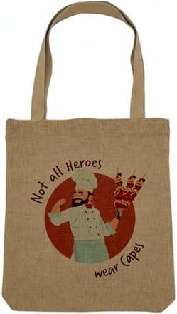 Fabulous Sac Shopping Tote Bag Aspect Lin - True Heroes - Chef Kebab Cook Job Sac de Courses Toile Epaisse 360g Beige Naturel Cabas Port&eacute; Epaule Solide Imprim&eacute;