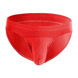 Generic Slip en maille pour homme avec taille &eacute;lastique - Doux et confortable - Culotte de sport anti-frottement - Culotte hipster quotidienne, Rouge, XXL