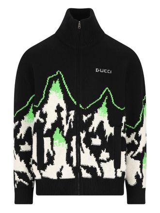 Gucci Jacquard-Pullover mit Rei&szlig;verschluss - Schwarz