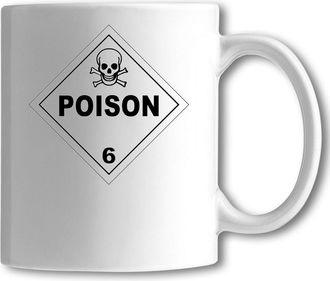 Generic Warning Poison Skull Sign Graphic White Ceramic Tea Coffee Mug