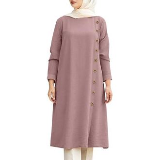 Generic Robe d&eacute;t&eacute; musulmane d&eacute;contract&eacute;e &agrave; manches longues pour femme, Rose, 3XL