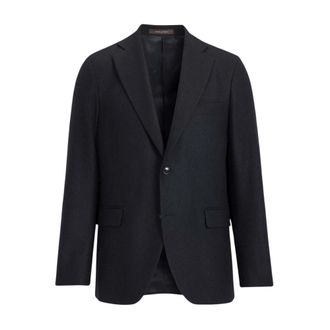 Oscar Jacobson Marineblauer Microstructure Regular Fit Blazer - - Jackets - Herren - Blau - L