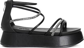 Caf&egrave;noir Sandales Asym&eacute;triques &Agrave; Mignons, Pour Femme, Couleur Noir, Taille 40