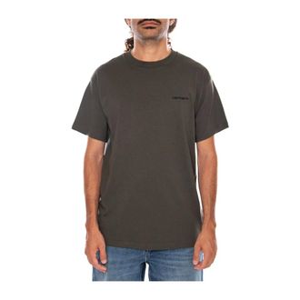 Carhartt Work in Progress Homme, Tops, Vert, Taille: XL T-shirt &agrave; broderie Script S/S