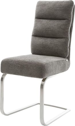 DELIFE Schwingstuhl Pela-Flex Freischwinger flach Edelstahl Boucl&eacute; Soft Schlamm Taschenfederkern