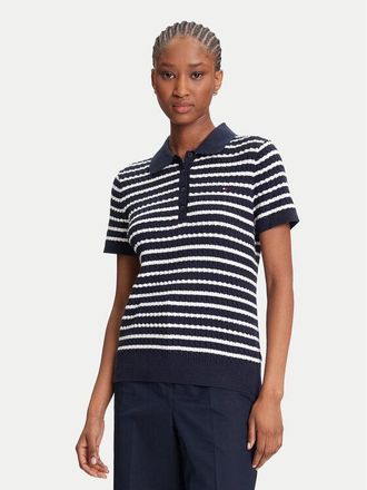 Tommy Hilfiger Poloshirt Fine WW0WW41474 Dunkelblau Regular Fit