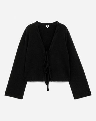 Arket Strickjacke Aus Wolle Mit Bindeb&auml;ndern -Schwarz