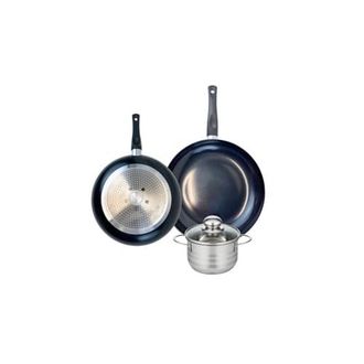 Fackelmann ELO 9721750 Batterie de cuisine 3 pi&egrave;ces, Ensemble de 2 Po&ecirc;les de cuisson 20 et 24 cm et 1 faitout 12 cm Elo Prima Brillant, inox, induction