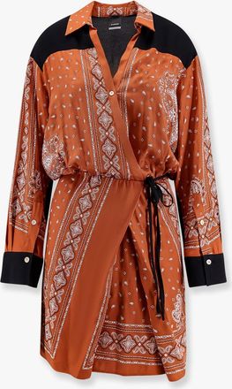 Pinko Mesopotamia viscose dress with bandana print and georgette profiles - PINKO - gender_Woman
