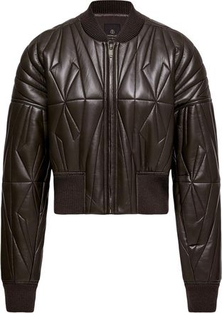 Rick Owens Moncler Bomber Geocamo En Cuir Nappa, Femme, Marron, Taille: 0