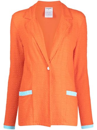 Chanel blazer en tissu éponge à logo CC (2002) - Orange