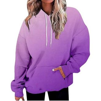 Generic Sweat &agrave; capuche pour femme - Sweat &agrave; capuche chaud - D&eacute;contract&eacute; - Veste de sport tendance - Sweat ample &agrave; manches longues avec imprim&eacute; d&eacute;grad&eacute; monoch