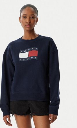 Tommy Jeans Sweatshirt Wavy Flag DW0DW22742 Dunkelblau Boxy Fit