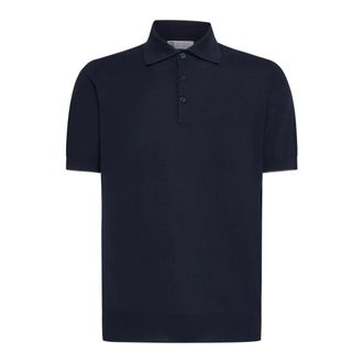 Brunello Cucinelli Homme, Tops, Bleu, Taille: 2XL Polo Bleu avec Col Pointu