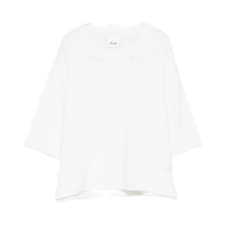 Allude T-Shirt mit offenen Kanten - - Knitwear - Damen - Wei&szlig; - S