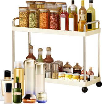 Generico Badezimmer-Organizer - Flaschenhalter mit 2 Ebenen, platzsparendes, kompaktes f&uuml;r die Arbeitsplatte mit Mehreren Ebenen, modernes Design