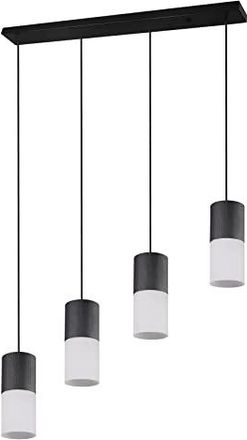 Trio Leuchten Pendelleuchte Robin 310600401, Metall Schwarz matt, Glas weiß matt, exklusiv 4x E27