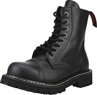 Angry Itch Angry ITCH Bottes en cuir à 8 trous style gothique punk armée Ranger avec embout en acier EU36-48, Noir, 43 EU