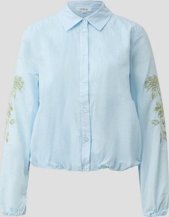 s.Oliver Langarmbluse Bluse Baumwollbluse im O-Shape mit Stickerei