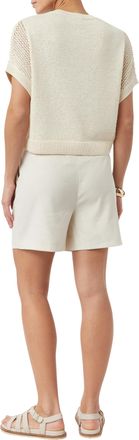 Comma Kurzarm-Pullover im Loose Fit aus Ajourstrick