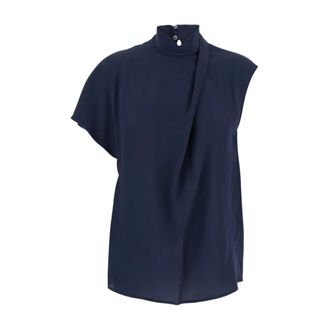 Tela Femme, Blouses et Chemises, Bleu, Taille: 40 FR Blouse drap&eacute;e &agrave; col montant