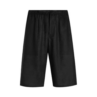 Dolce & Gabbana Schwarze Leinen-Shorts mit Kordelzug - - Shorts - Herren - Schwarzk - XL