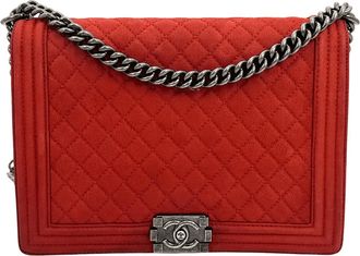 Chanel Hobo Bags - Chanel Boy Bag Large Caviar Suede Red / Good - Gr. unisize - in Rot - f&uuml;r Damen