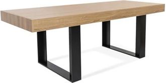IDMarket Table &agrave; Manger Rectangle Phoenix 8 Personnes Bois et Noir 200 cm