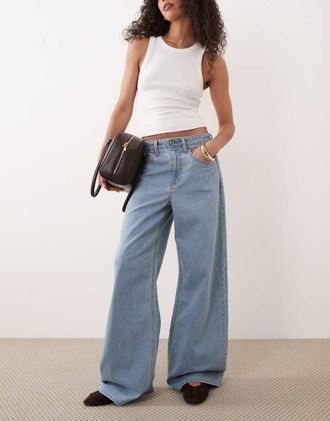 Abercrombie & Fitch Jean large &agrave; taille haute - Bleu clair d&eacute;lav&eacute;