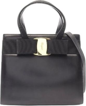 Ferragamo Sac &agrave; main 2-en-1 en cuir avec ruban Vara Pre-owned - Femme - Pre-owned - Noir - Taille: ONE Size