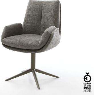 DELIFE Drehstuhl Clea-Flex Boucl&eacute; Soft Schlamm Fu&szlig;kreuz Effektfinish Titan 360&deg; drehbar Wippfunktion, Esszimmerst&uuml;hle